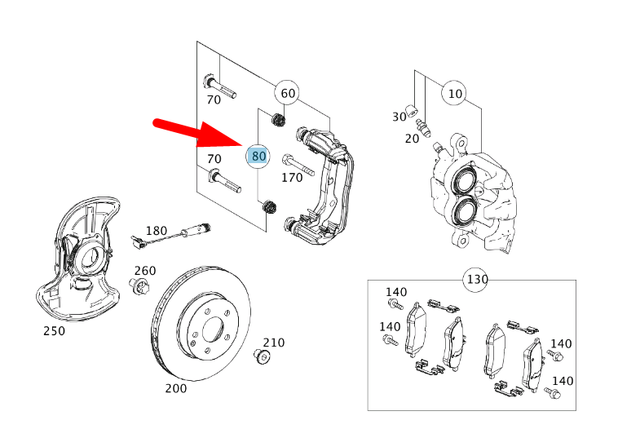 MERCEDES-BENZ C W204 Front Wheel Brake Bellows Parts Kit A0014212686 ...