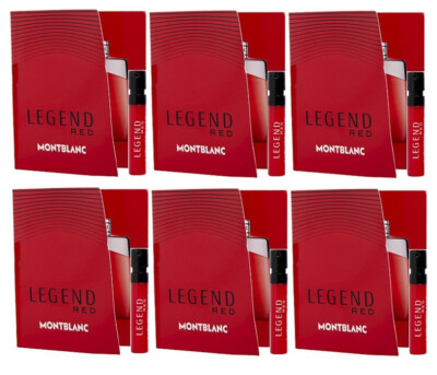 6X Mont Blanc Legend RED Men Sample Vial 0.04 oz 1.2 ml Eau De Parfum ...