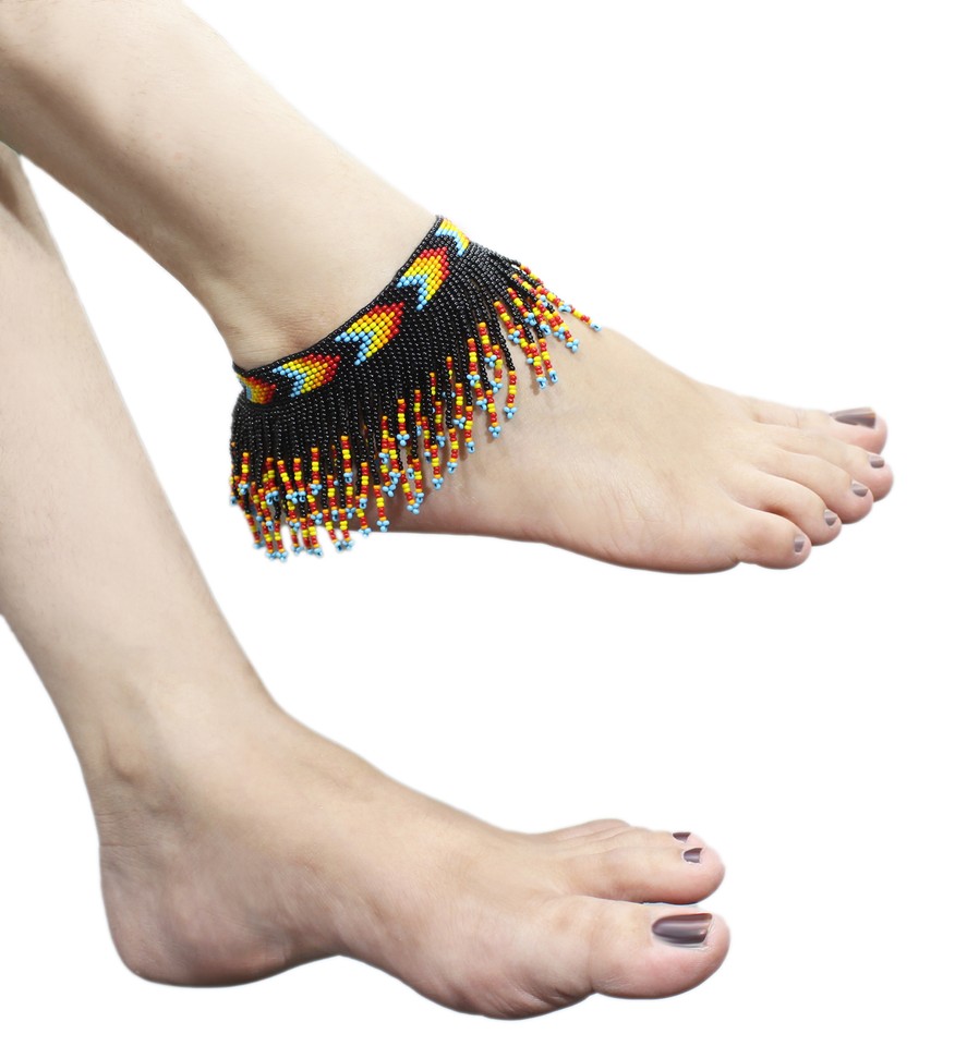 Handmade Beaded adjustable Foot Anklet for Women Girl (Black) | eBay