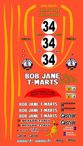 #34 Bob Jane T-Marts Porsche 962 1984 1/64th HO Scale Slot Car Decals ...