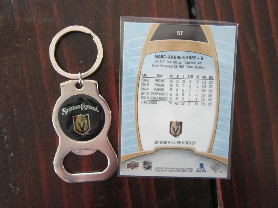 LAS VEGAS Golden Knights Bottle Opener KEYCHAIN & Marc Andre FLEURY NHL ...