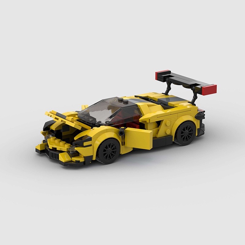 Custom MOC Lego Chevy Corvette C8 C8R Yellow 311 Piece Building Brick ...