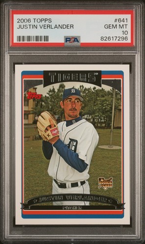 Graded 2006 Topps Justin Verlander #641 Rookie RC Baseball Card PSA 10 ...
