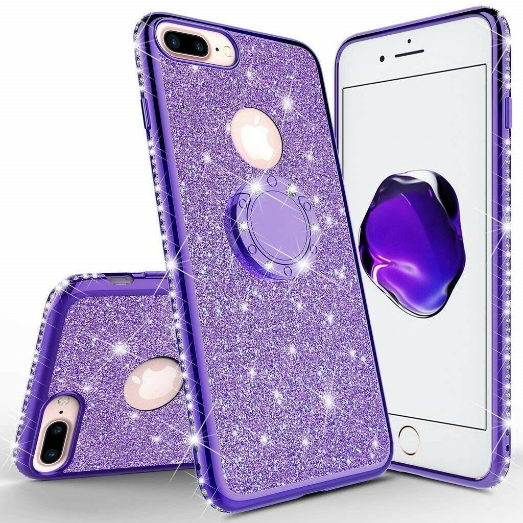 Case for Apple iPhone 8 Case Glitter Bling Magnetic Ring Stand Phone ...