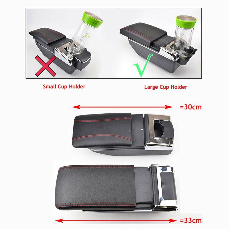 Universal Car Armrest Sliding Duel Center Content Storage Box Arm Rest ...