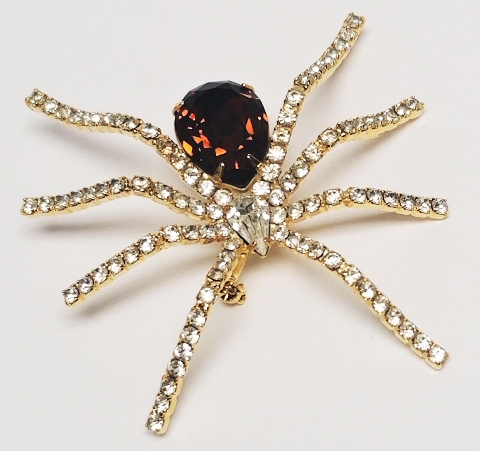 Vintage IVANA Brown Rhinestone SPIDER Brooch / Pendant 2" x 2 1/4" MINT ...