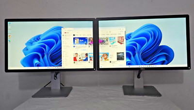 2 x Dell P2714H 27" Full HD LED Monitor Dual screen Display port VGA ...