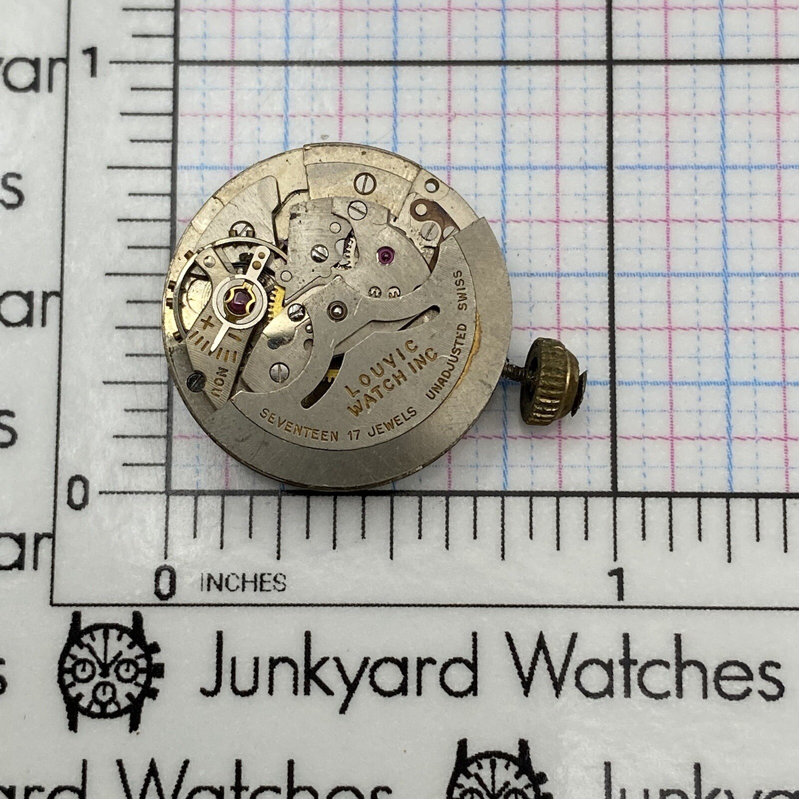 Vintage Louvic Watch Movement 17 Jewels Swiss Repairs Parts Spares ...