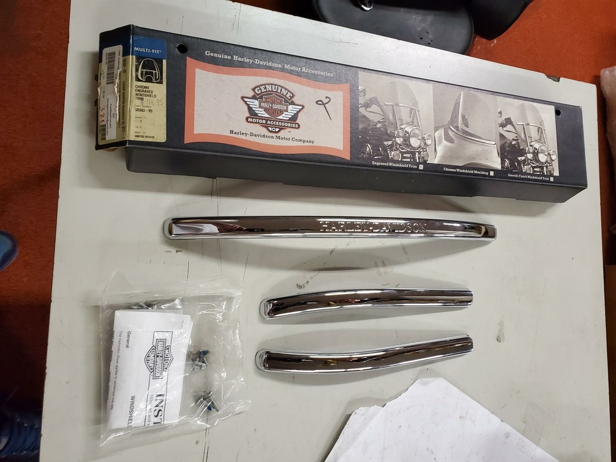 Engraved Harley Windshield Trim VEISUTOR Split Windscreen Trim Kit For