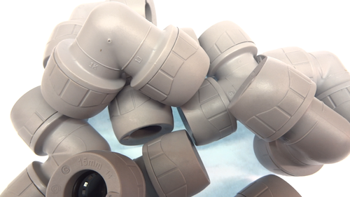 Polyplumb 15mm Push-Fit Elbows PB115 90° Grey Polypipe Plastic Pipe ...