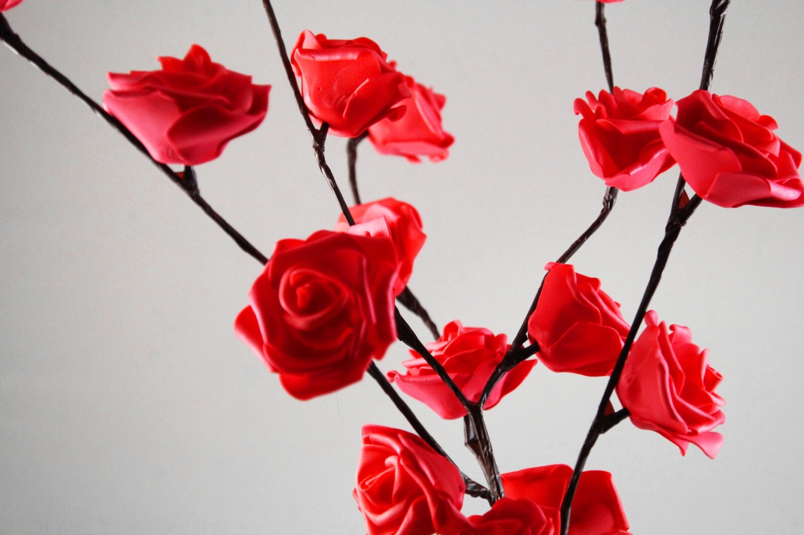 Red Rose Stick Stem Bunch Room Wedding Table Decoration Lights 20 ...