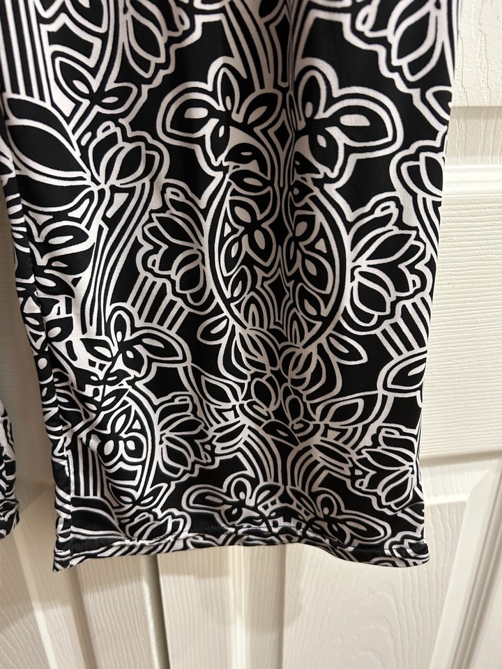 MAGIC PANTZ Black & White Knit Pants~OSFM~30" inseam~Pockets | eBay