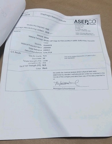 *NEW SURPLUS* Asepco EPDM EG05 Diaphragm USP Class VI 🇺🇸 Made ...