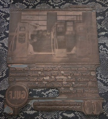 VINTAGE GULF PRINTING PLATE SIGN GAS STATION OIL CAR | eBay