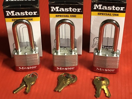 Three NOS MASTER LOCK Made In USA No. 3 Special Use Padlocks. Keyed ...