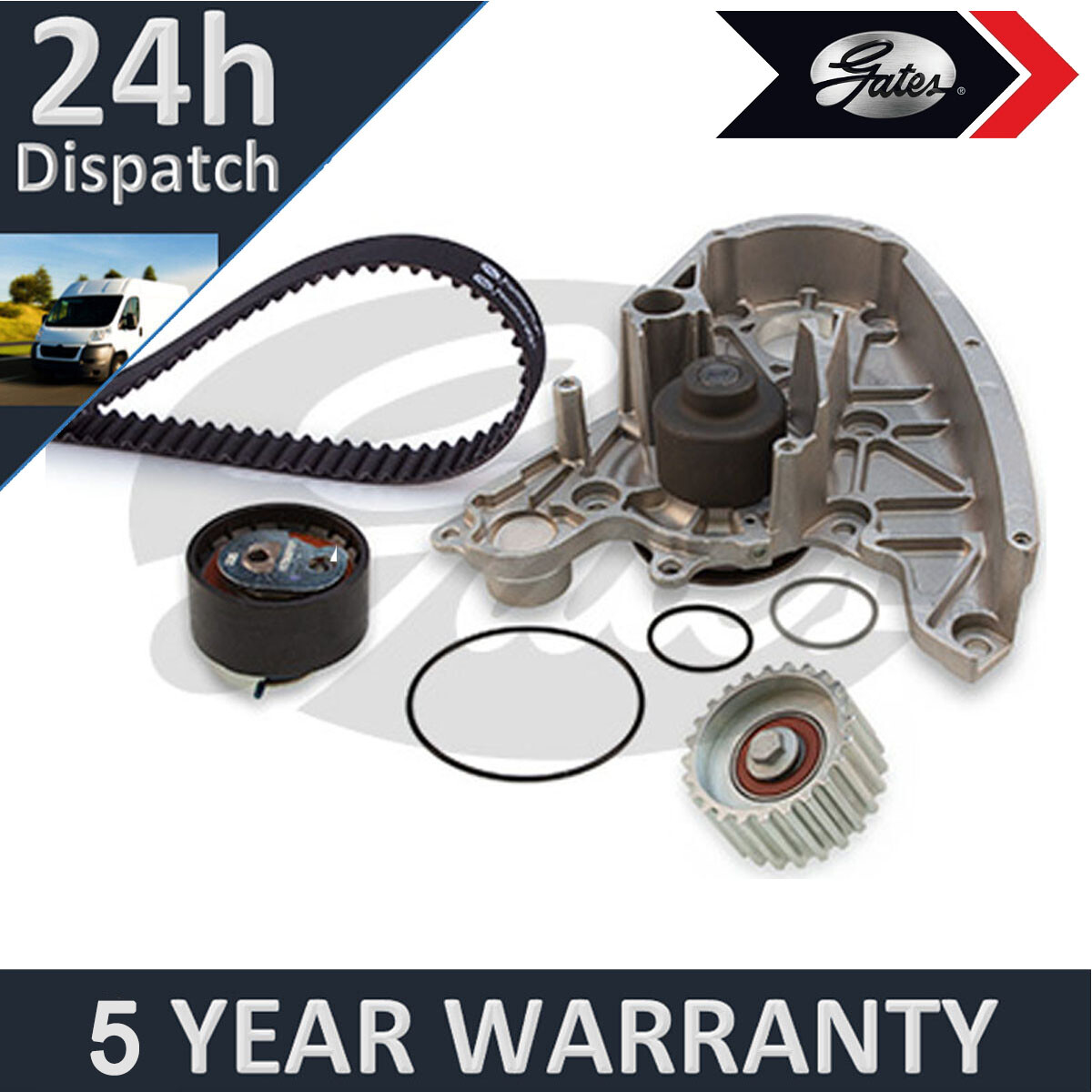 Gates Timing Cam Belt Kit + Water Pump Fits Fiat Ducato 2002- Iveco ...