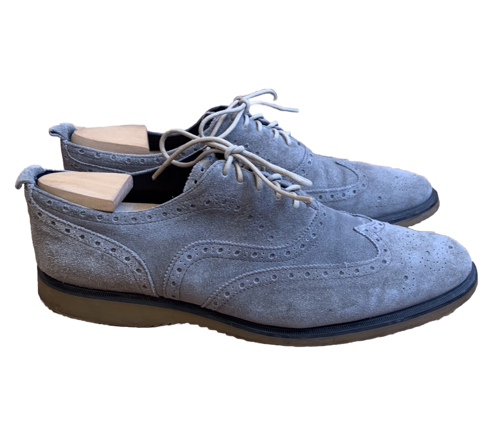 Burberry Men's Gray Taupe Suede Leather Wingtip Dress… - Gem