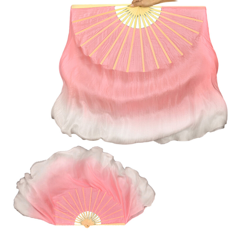 Half Circle Double Side Fan Women Folk Dance Long Flutter Fan Veils ...