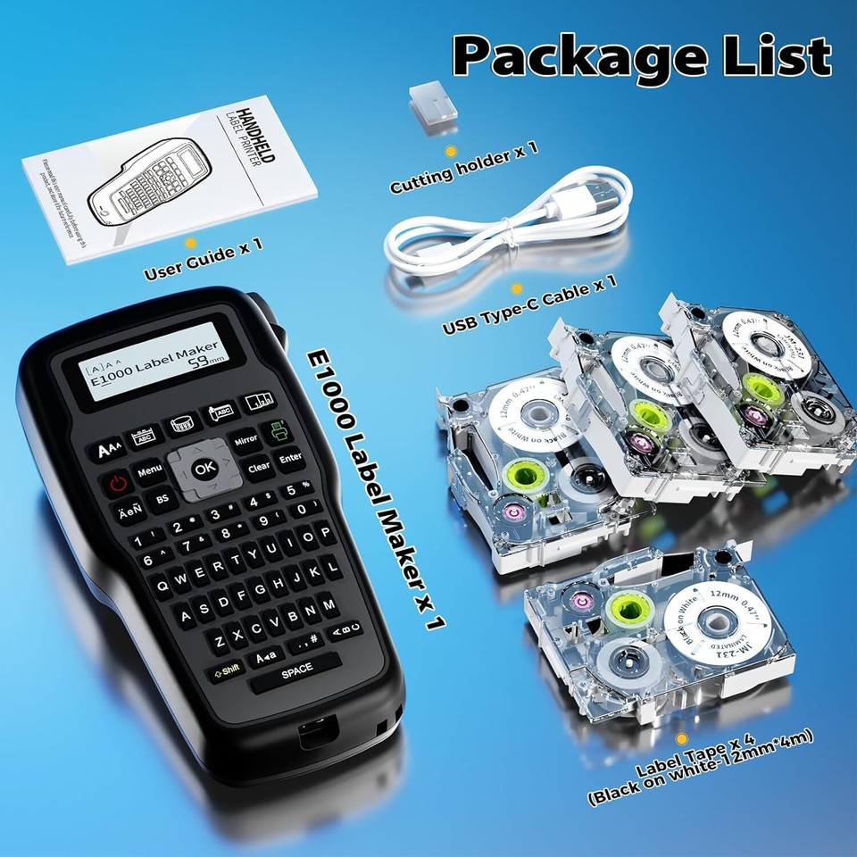 Industrial Label Maker Printer E1000 Label Machine for P-Touch TZe-231 ...