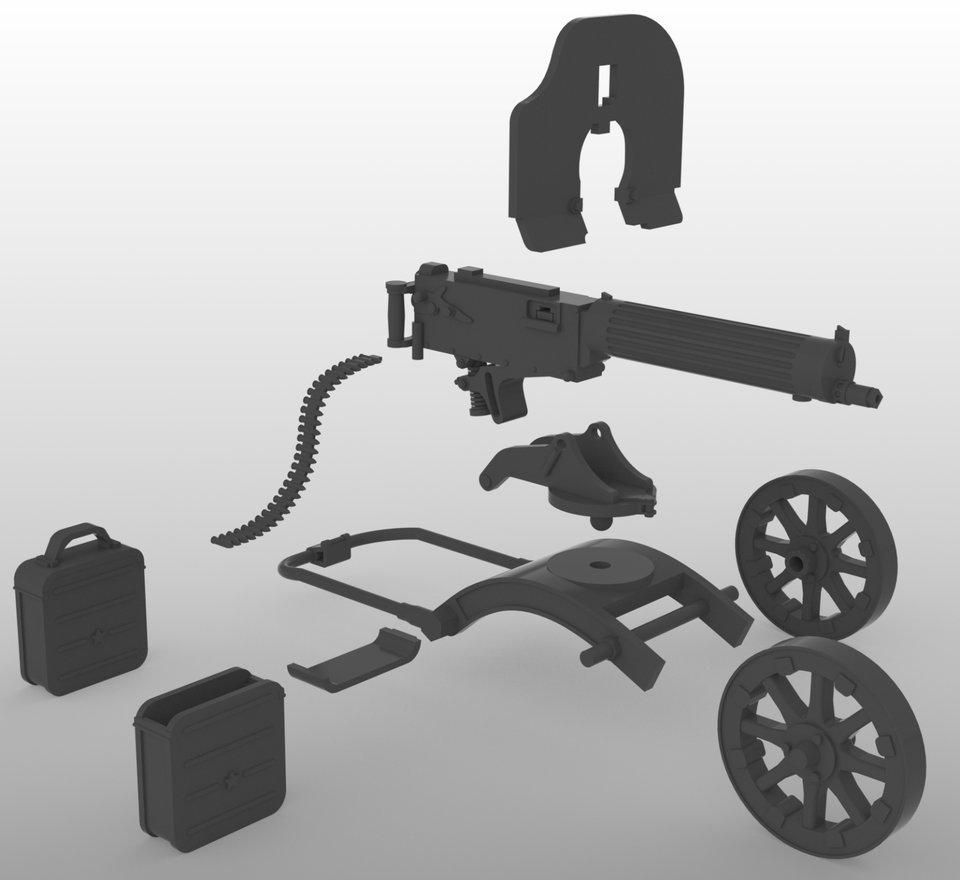 1/18 Scale Battleground M1910 Maxim Machine Gun - Early War - Fluted ...