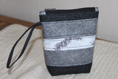 HANDMADE COIN MONEY MAKEUP BAG QUILTED COTTON GRAY/BLACK/WHITE 4.75"x 5 ...