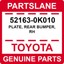 521630K010 Genuine Toyota Plate RR Bumper RH 52163-0k010 OEM for sale ...