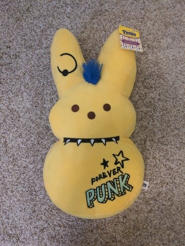 Peeps Easter Bunny Emo Plush 16” Yellow Forever Punk Blue Hair | eBay