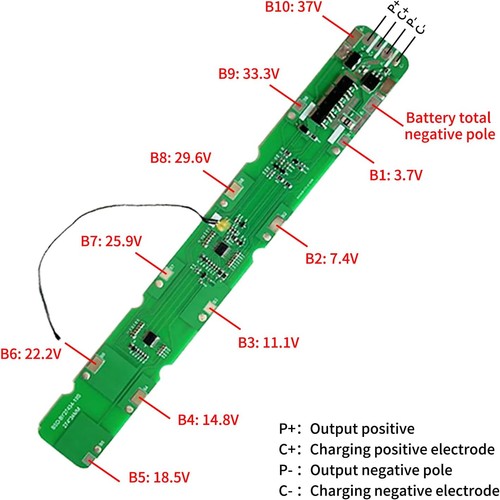 10S BMS 36V 15A Lithium Ion Protection Board with Wire and NTC, Split Ports,... | eBay