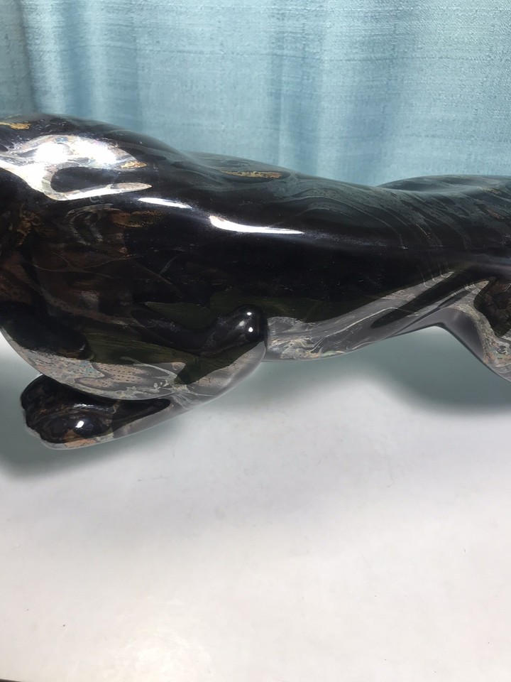 Vintage Royal Haeger Black Nickel Ceramic Panther Statue Mid Century ...