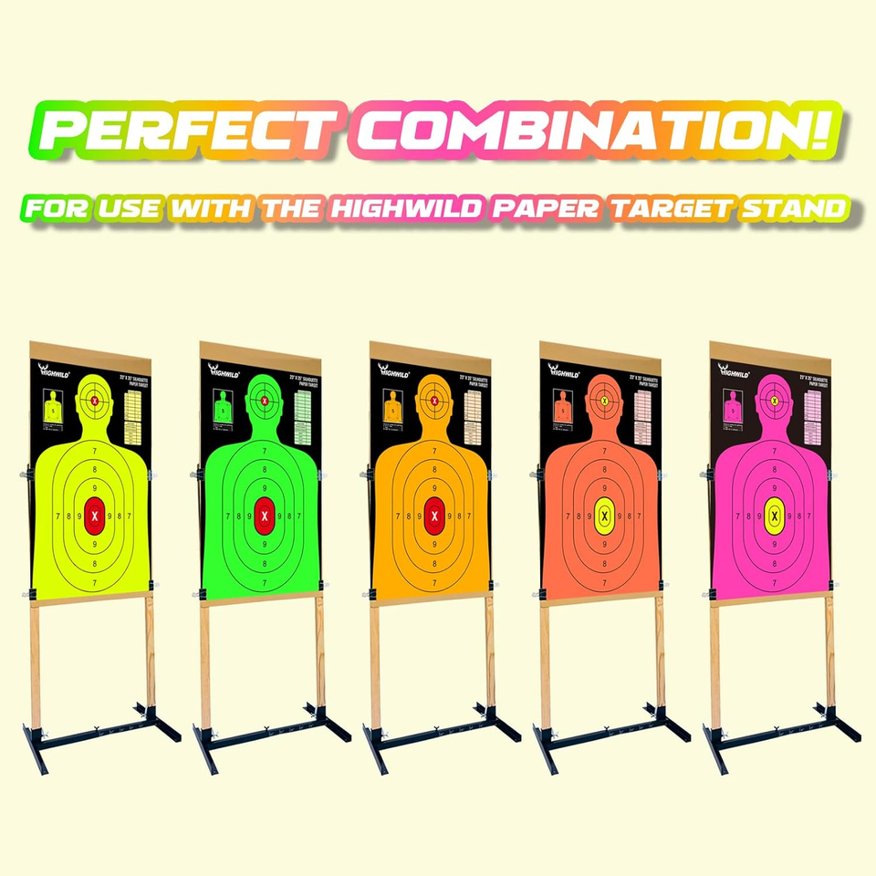 23X35 Inch Shooting Range Silhouette Paper Target - 5 Fluorescent ...