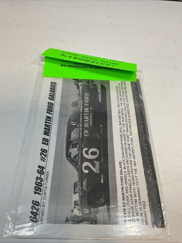 Yesterday’s Decals 1/25 NASCAR #26 Curtis Turner Ed Martin 1963 Ford ...