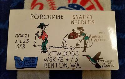 HAM CB RADIO QSL Trading Card PORCUPINE & SNAPPY NEEDLES * RENTON ...