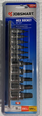 Jobsmart 11 Piece Hex Socket Bit Set 1/4 Inch & 3/8 Inch SAE | eBay