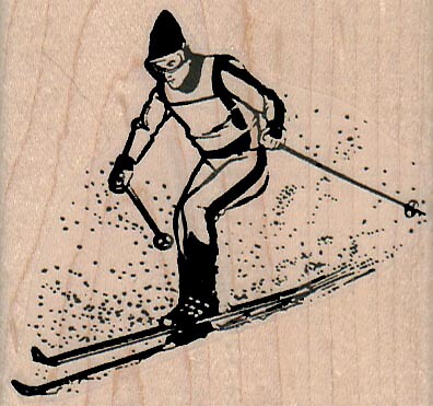 Snow Skier 2 3/4 x 2 1/2" Rubber Stamp, Skiing Stamp, Skier Stamp ...