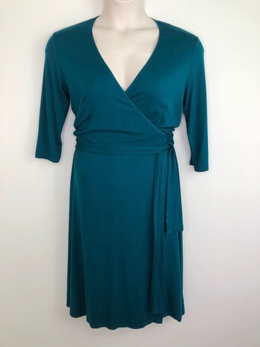 Rebecca Ruby womens wrap dress size XXL teal stretch elbow length ...