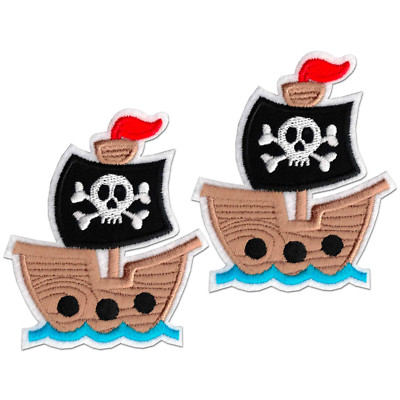 Pirate Ship Patch (2-Pack) Embroidered Iron on Patch Applique | eBay