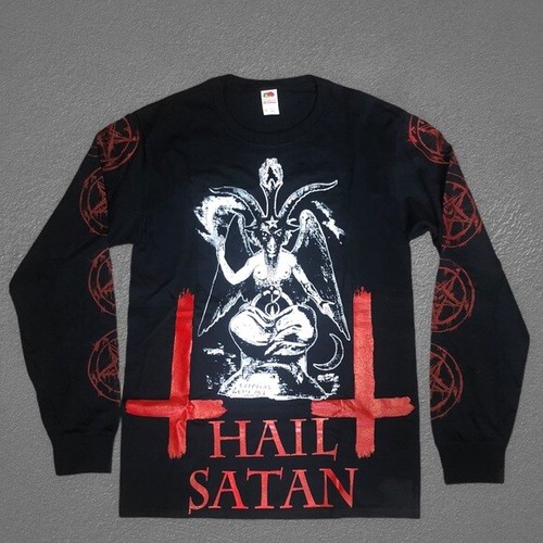 Baphomet Inverted Crosses Hail Satan Sigil Long sleeve T shirt S to XL ...