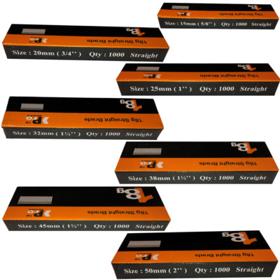 18g Brads Size 15mm, 20mm, 25mm, 32mm, 38mm, 45mm, 50mm( 7000 Brads ...