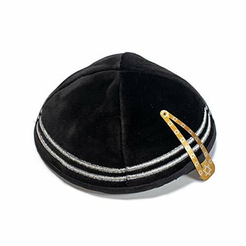 Black Color Velvet Kippah with Silver Lines Yarmulke Jewish Yamaka ...