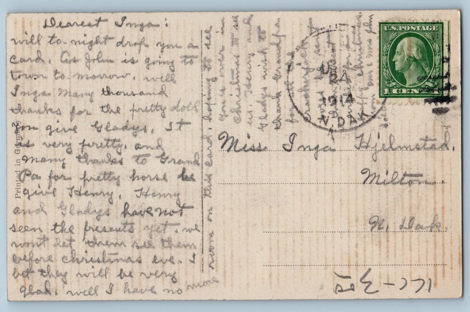 Milton North Dakota ND Postcard RPPC Photo Christmas Pretty Woman ...