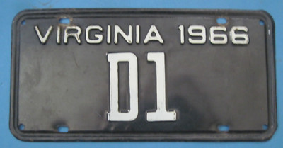 1966 Virginia Dealer license plate #1 | eBay