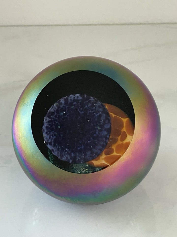 GES 17 Celestial Paperweight SOLAR ECLIPSE Glass Eye Studio USA 3 ...