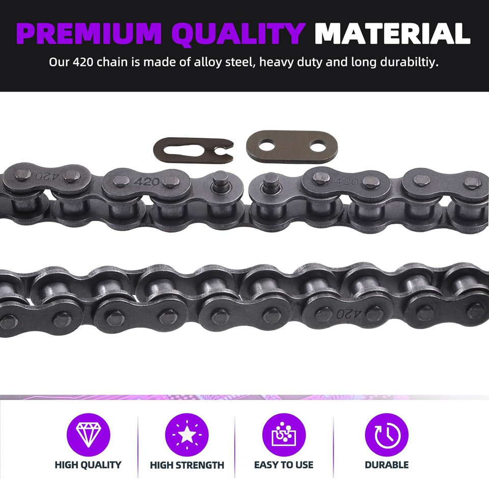 59" 420 Standard Roller Chain Motorcycle Kit - 132 Links with Chain ...