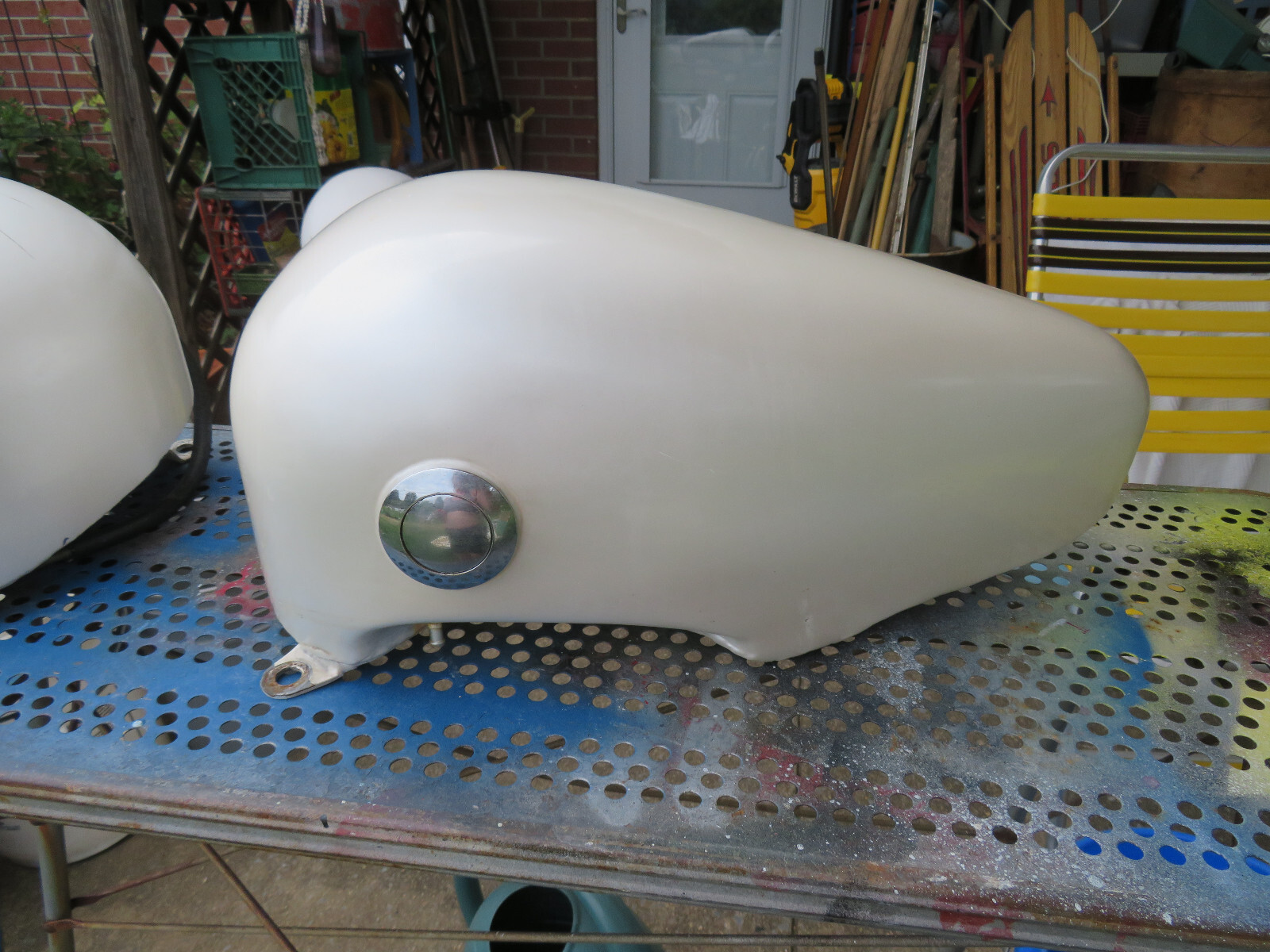 HARLEY DAVIDSON HD Shovelhead Panhead Motorcycle Split Gas Tanks White ...