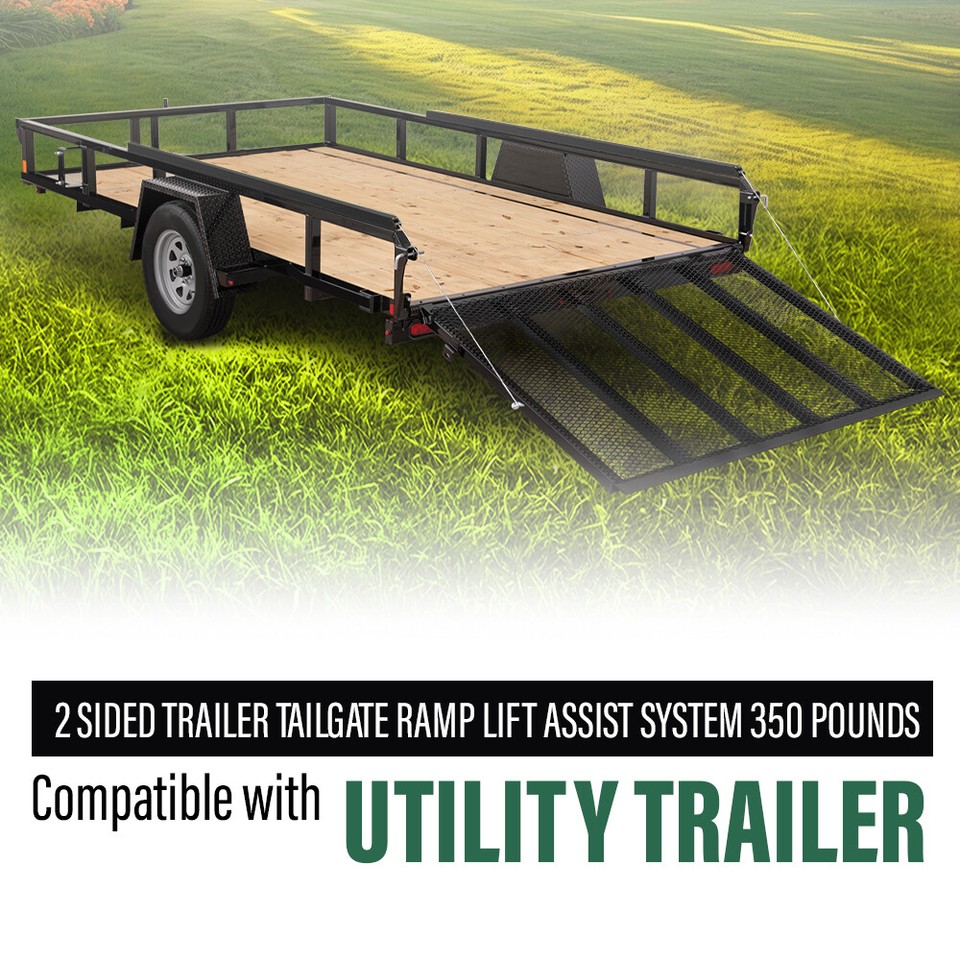 2 Sided Tailgate Utility Trailer Gate & Ramp Lift Assist System 350 ...