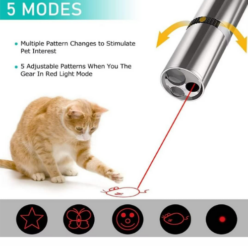 Best Cat Laser Toy, 5 Adjustable Patterns Laser Pointer, USB Recharge ...