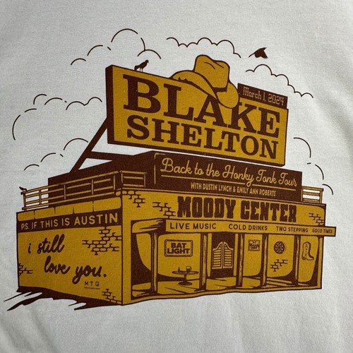 2024 Blake Shelton Tour Shirt Austin Texas Honky Tonk SZ S Country ...