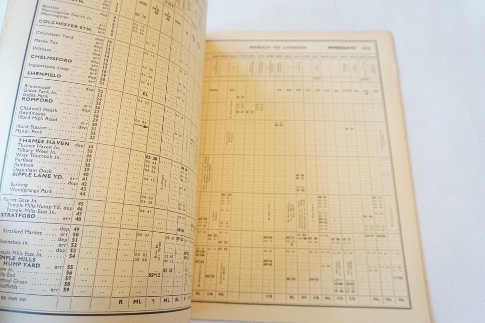 1966 Eastern Region Railway Working Timetable Section L Ipswich Freight ...