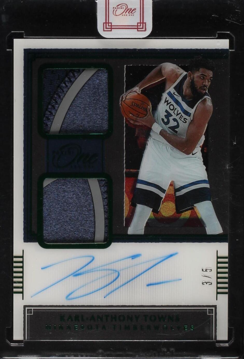 2020-21 Panini One and One - Dual Jersey Autographs Karl-Anthony Towns ...
