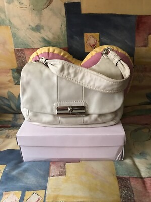 Ivory Off White Leather COACH Kristen Hobo Flap Closure Handbag 16931 ...